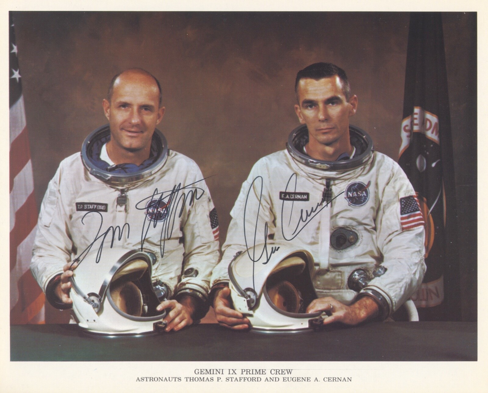 THOMAS STAFFORD and EUGENE CERNAN Autographed Signed Gemini Crew NASA ...