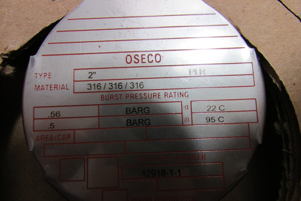 Oseco 12918-1-1 Type 2'' SS Rupture Disk | eBay