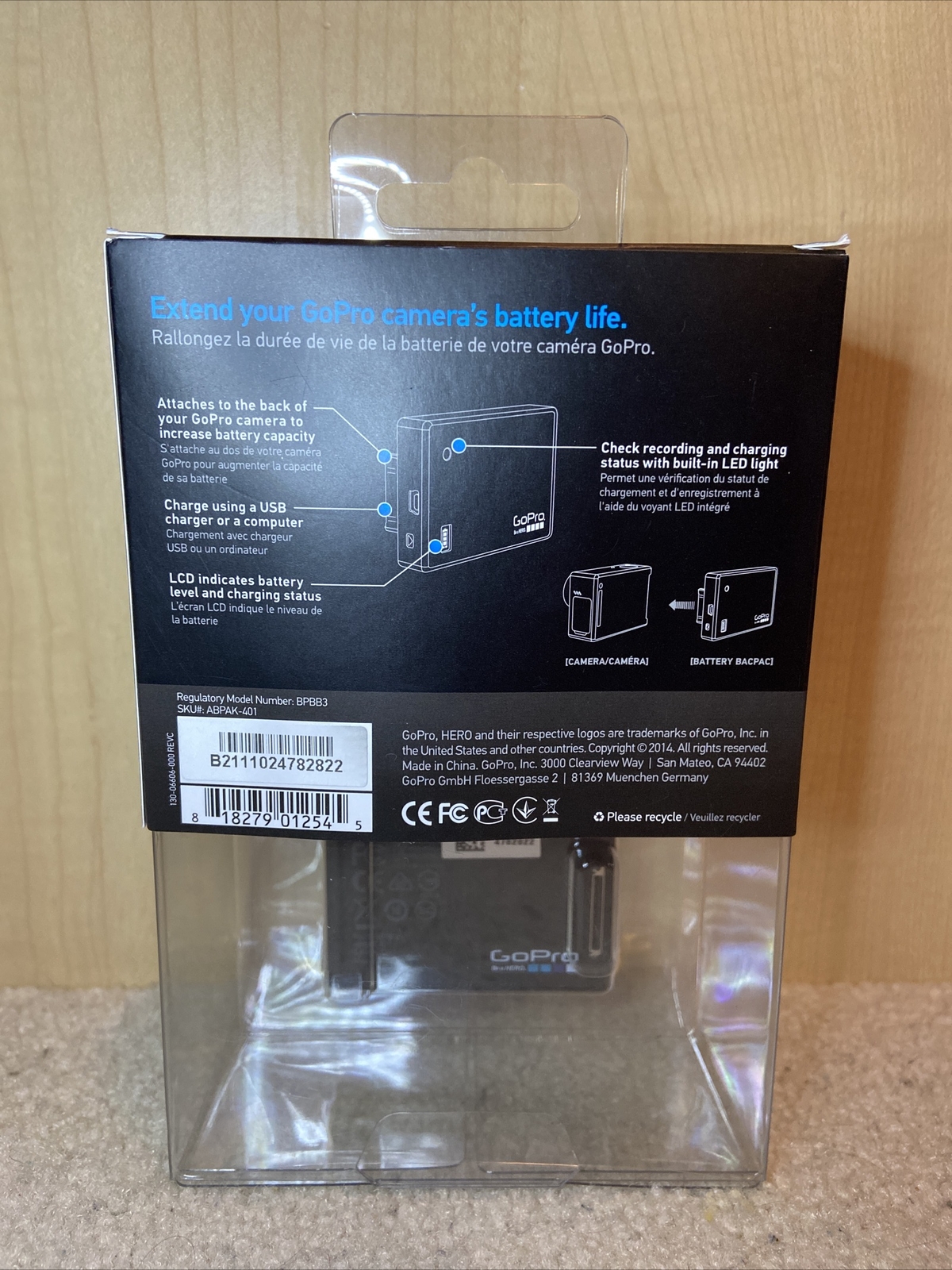 GoPro BacPac 1240mAh Battery for HERO3/HERO3+/HERO4 - Black (ABPAK-401 ...