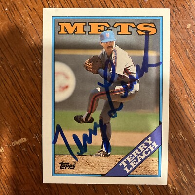 TERRY LEACH 1988 TOPPS AUTOGRAPHED SIGNED AUTO BASEBALL CARD 457 METS ...