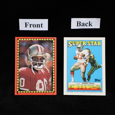 1988 Jerry Rice 49ers #60 Front #7 Roger Craig 49ers Back Topps Sticker ...