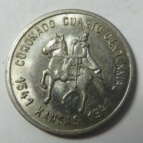 Vtg 1941 Token Coin KANSAS CORONADO CUARTO Centennial SALINA KANSAS ...