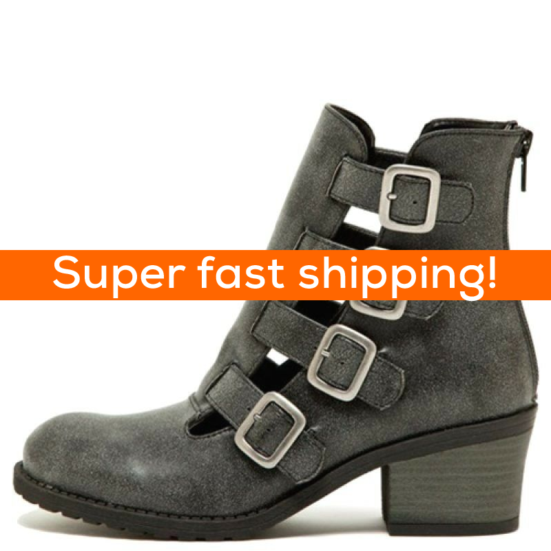 Women's Ladies Black Multi Buckle Booties Size 5, 6, 7, 8, 9, 10 - NEW ...