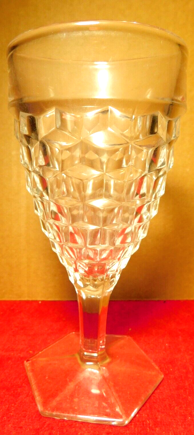 Fosteria~American Cube Hexagon Footed Stemmed Water/Wine Goblet Glass ...