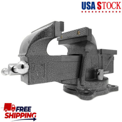 5" Heavy Duty Cast Iron Bench Vise with Anvil Swivel 120 Swivel Base ...