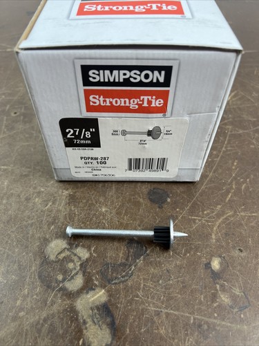 Simpson Strong-Tie PDPAW-287 2-7/8" x .157 Drive Pin w/ Washer, 100ct ...