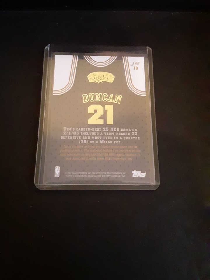 TIM DUNCAN 2004 TOPPS JERSEY CARD | eBay