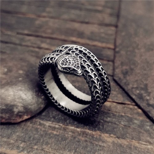 Mens Punk Cobra Snake Ring Men Women Stainless Steel Jewelry Silver ...