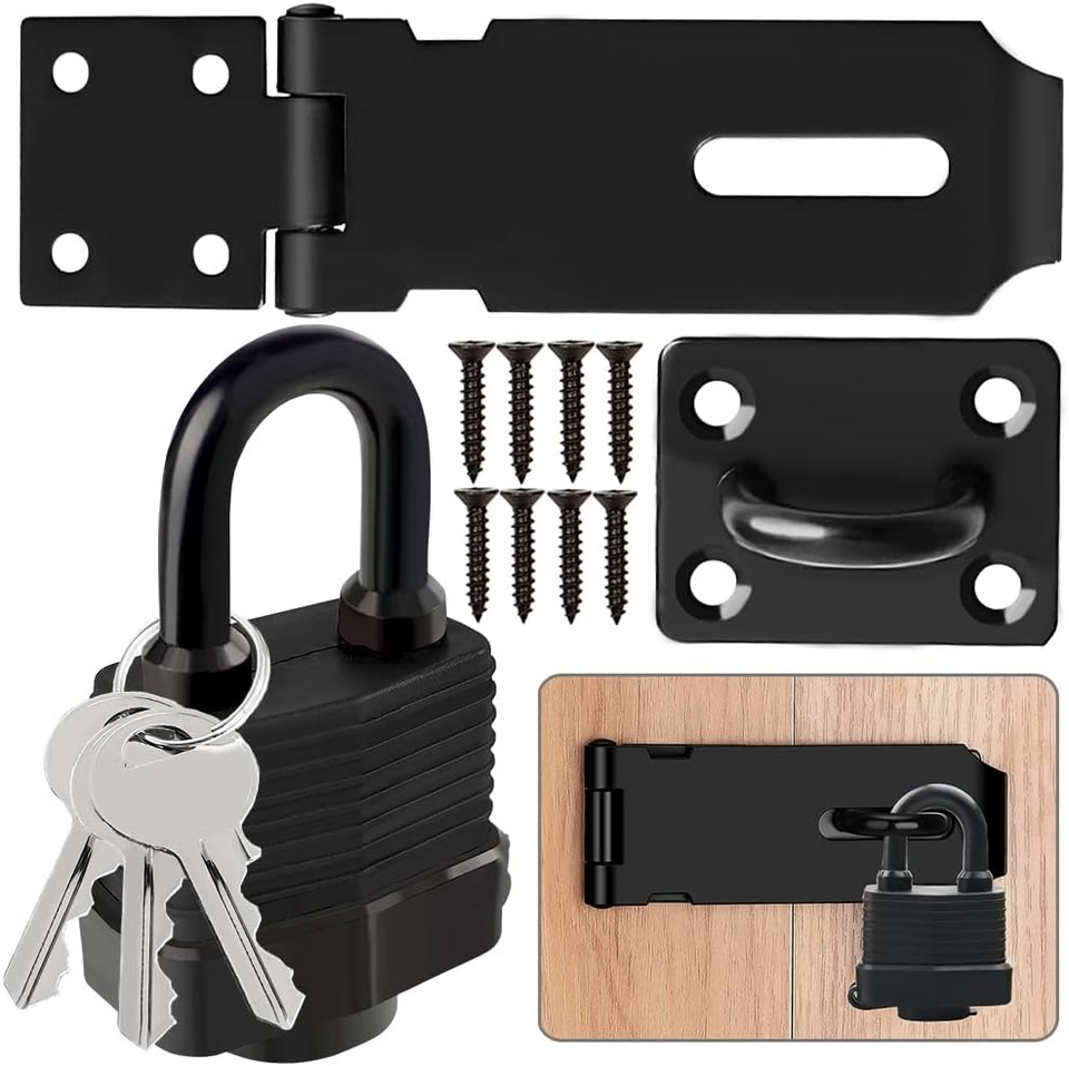 Stainless Steel Padlock Hasp with Screws, 4 Inch Heavy Duty Padlock ...