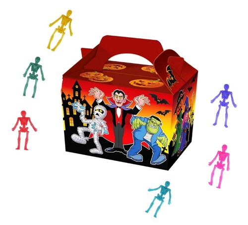 Halloween Spooky Trick Treat Food Boxes & Skeletons Meal Box Kids Party ...