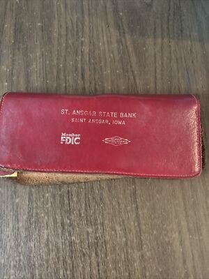 Vtg St. Ansgar State Bank - Saint Ansgar, Iowa Leather Checkbook Holder ...