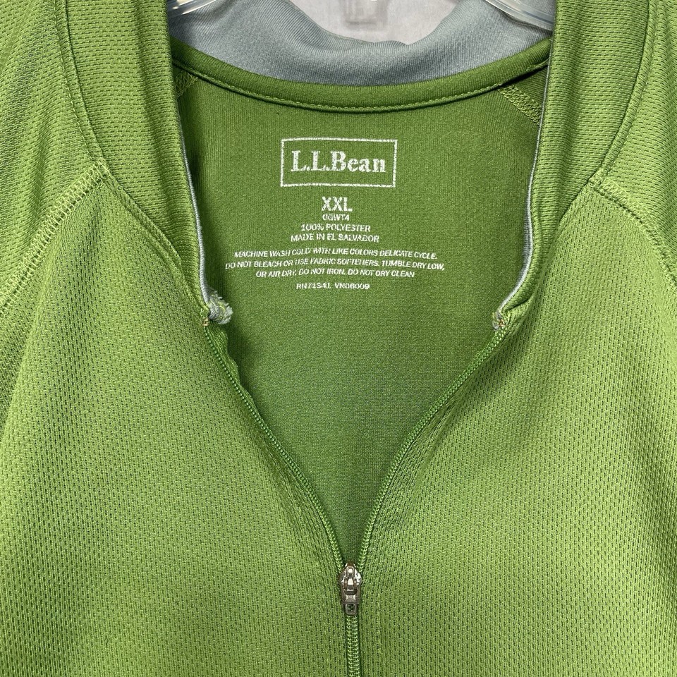 LL Bean Cycling Jersey Men XXL 2X Green 1/2 Zip Top Biking Shirt Racing ...