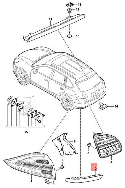 Porsche Cayenne 92a Rear Right Fog Light 95863110610 OEM for sale ...