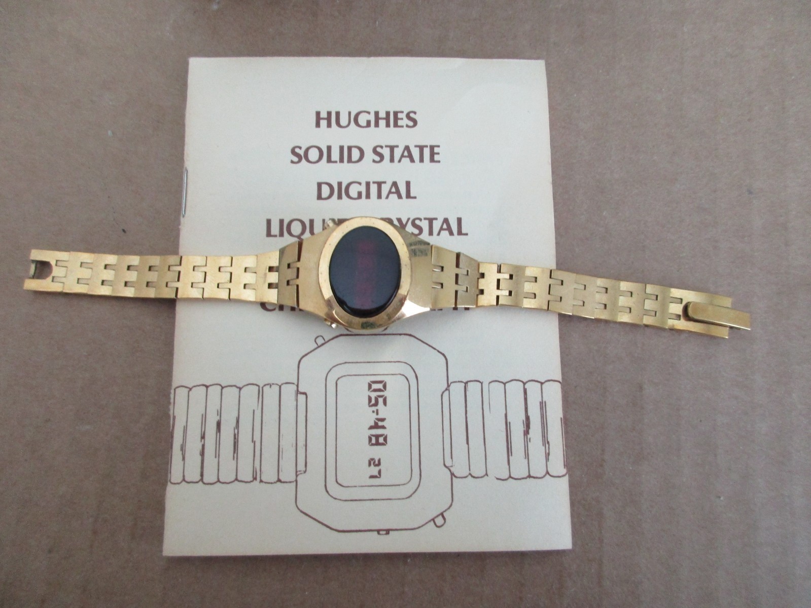 Vintage 70's Hughes Aircraft Gold tone red LED watch - Ladies with ...