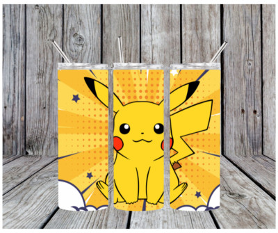Handmade Pikachu Yellow Rat Inspired 20oz Insulated Tumbler With Slide ...
