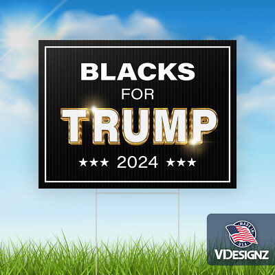 Black for Trump 2024 - 10pk of 18"x24" Two Sided Yard Signs with ...