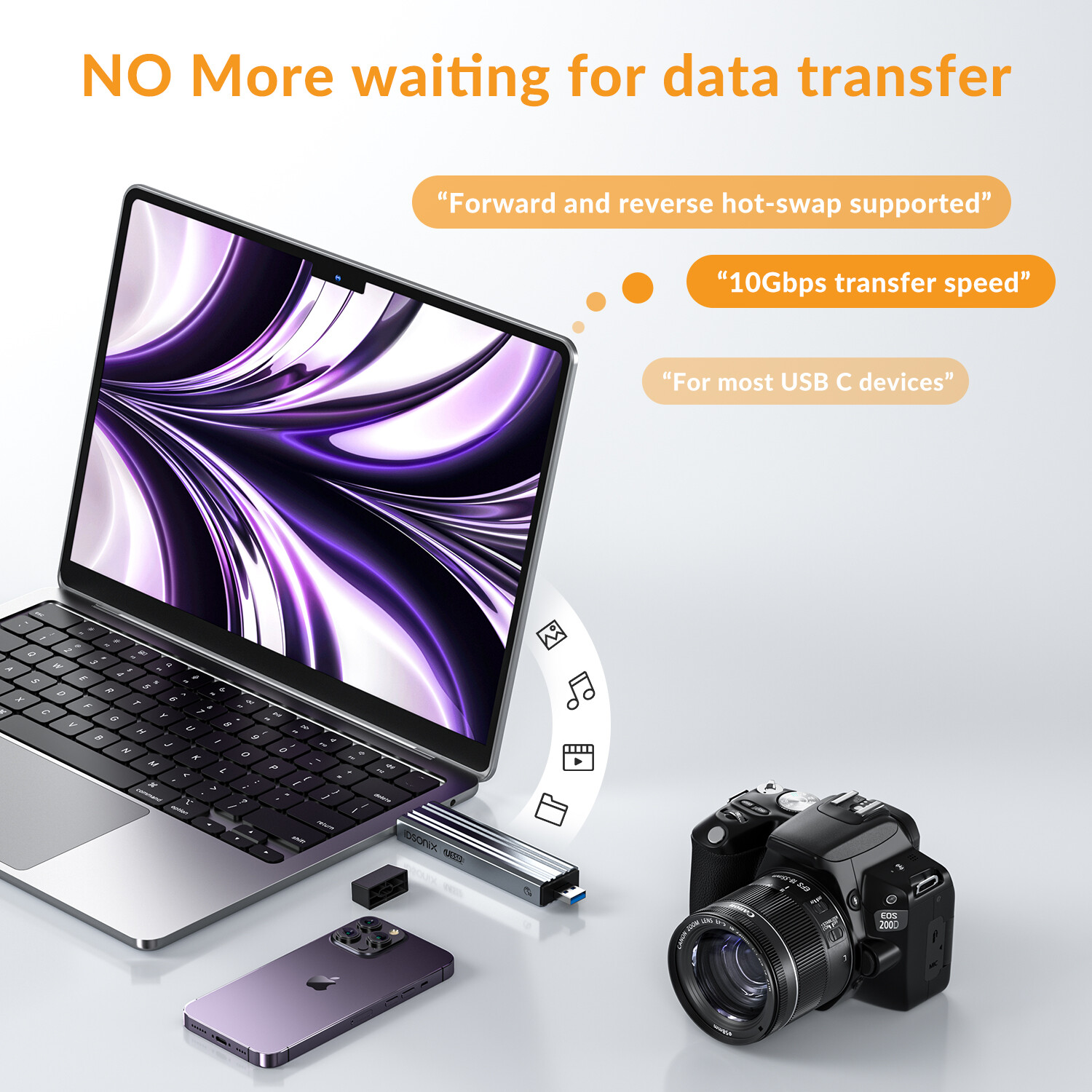 IDsonix M.2 NVME TO USB Enclosure Type-C Storage Case Adapter SSD SATA ...