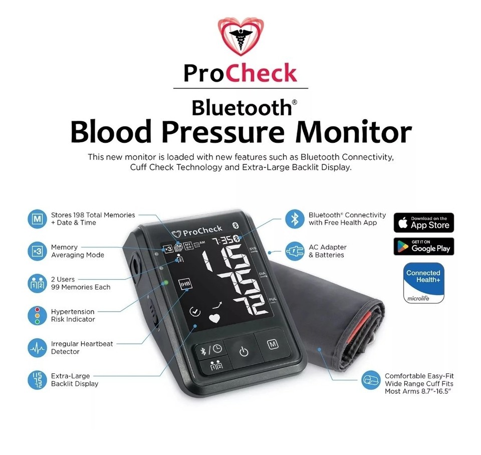 ProCheck - Bluetooth Blood Pressure Monitor with Bonus Pack - New & Sealed!! | eBay