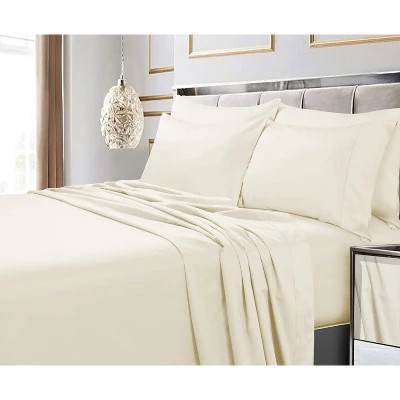 Queen 600 Thread Count 6pc Extra Deep Pocket Sateen Sheet Set Ivory ...
