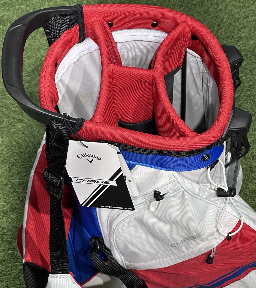 Callaway Chase 2025 Double Strap Stand Carry Golf Bag Blue/White/Red ...