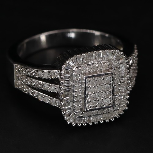 Sterling Silver - DESIGNER SJ Diamond Pave Engagement Wedding Ring Size ...