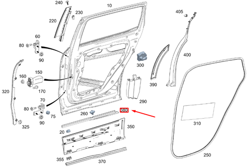 MERCEDES-BENZ GLB X247 Rear Right Door Cover Strip A2477376800 NEW ...