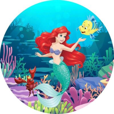 Round Ariel Little Mermaid Baby Shower Backdrops Birthday Background ...