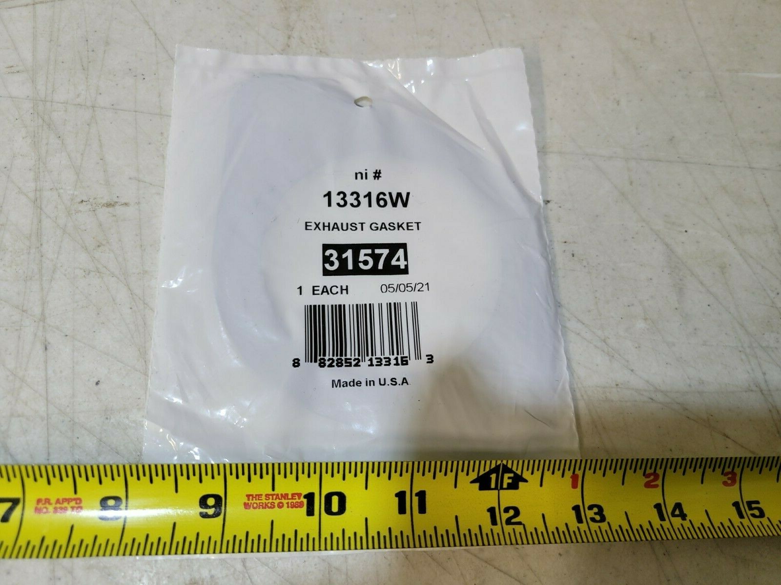 Nickson Industries 13316W Exhaust Gasket Replaces 31574 New in Package ...