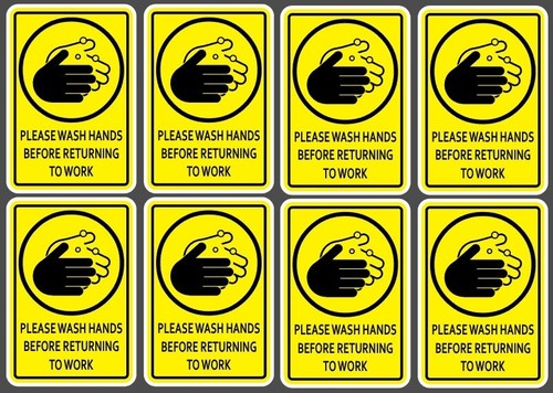 8pack PLEASE WASH HANDS STICKER Waterproof Vinyl 145mm x 100mm OHS WHS ...