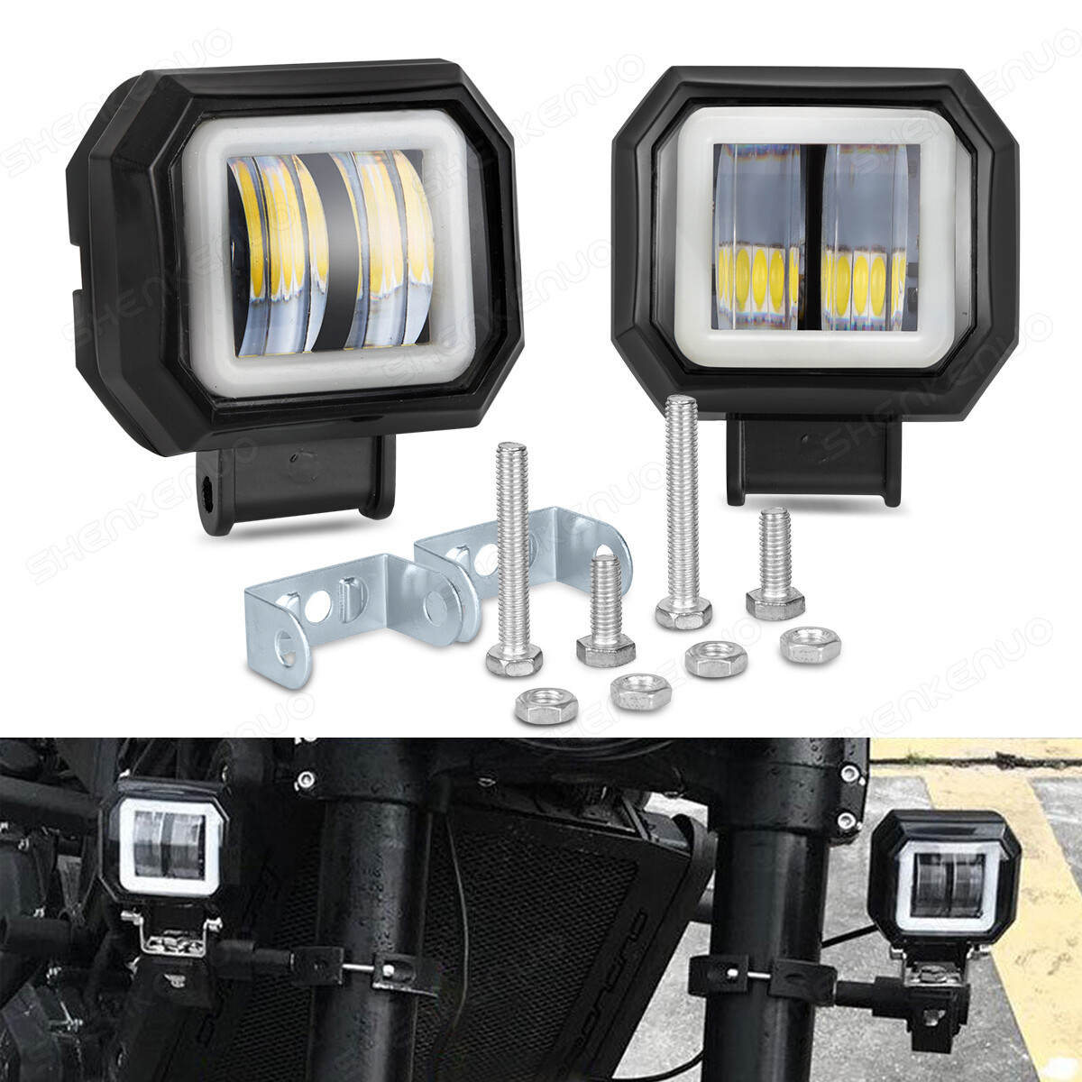 2x 3inch Spotlight LED Work Light LED Pods DRL Halo Driving Fog Offroad ...