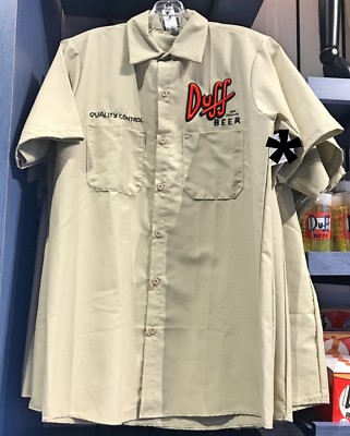 Universal Studios The Simpsons Quality Control Duff Beer Work Shirt ...