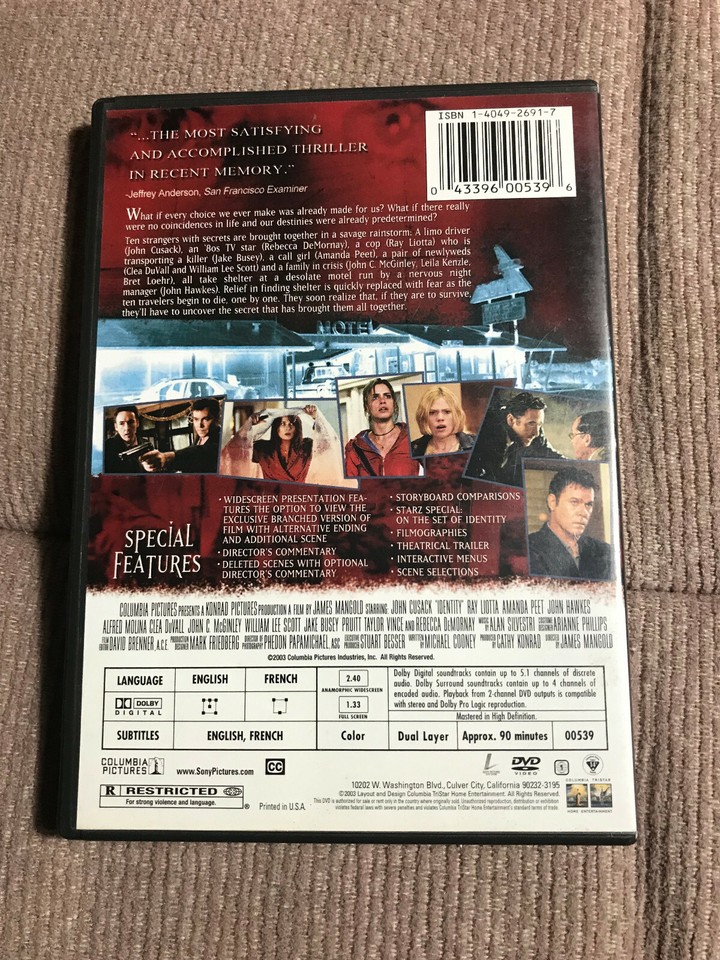 Identity (DVD, 2003, Special Edition) 43396005396| eBay