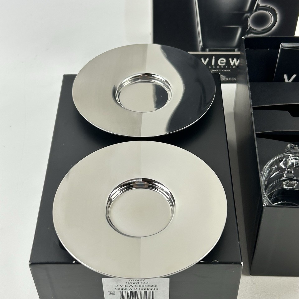 Nespresso View Cups & Saucers SET Of 2 Glass Cups France Stainless ...