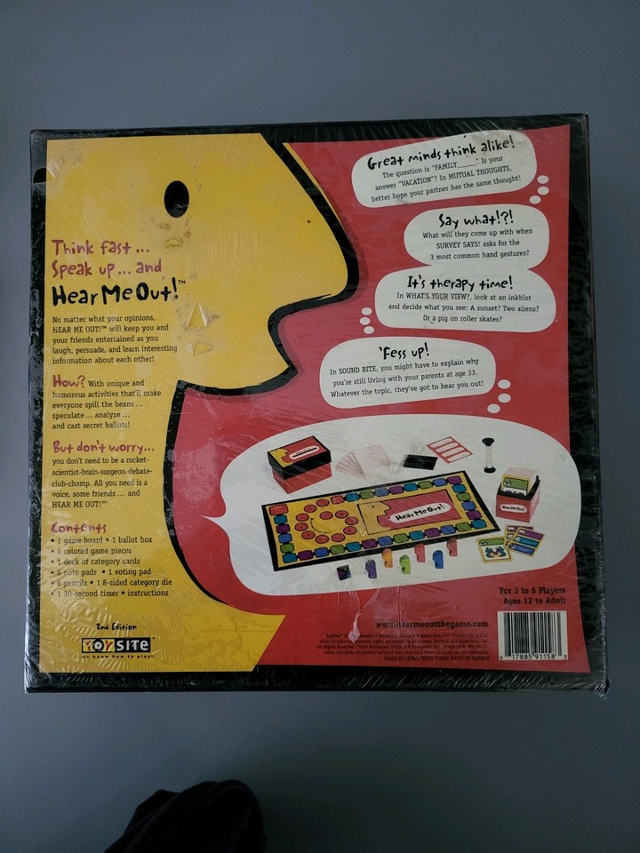 Hear Me Out! Board Game 2nd Edition – New Sealed Party Game (250 Cards ...