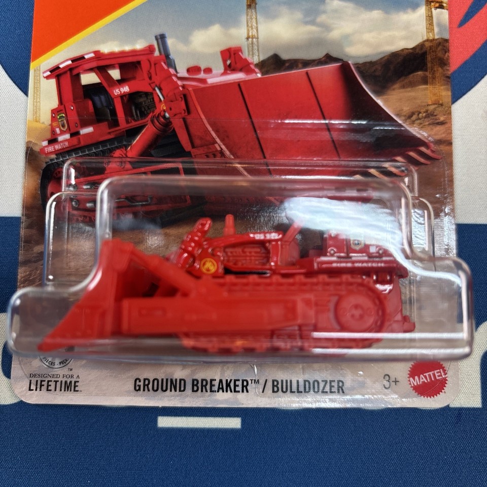 Matchbox Ground Breaker Bulldozer Red Construction Vehicle Fire Watch ...