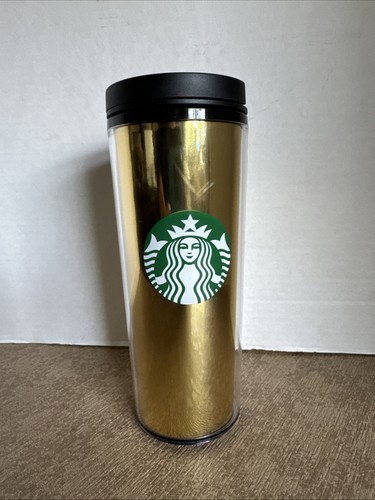 Starbucks 16oz Stainless Steel Thermos Bullet Barista Travel Gold Black ...