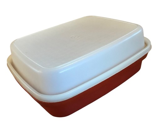 Vintage Tupperware Large Meat Marinade Container 2-Piece Paprika Red ...