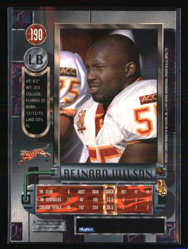Reinard Wilson 1997 Metal Universe #190 FOOTBALL Card | eBay