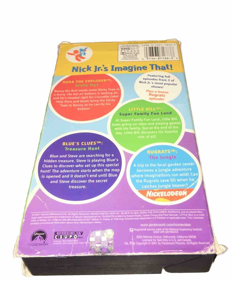 Nick Jr.'s Imagine That 2001 Dora Blues Clues Rare Rugrats Episode VHS ...