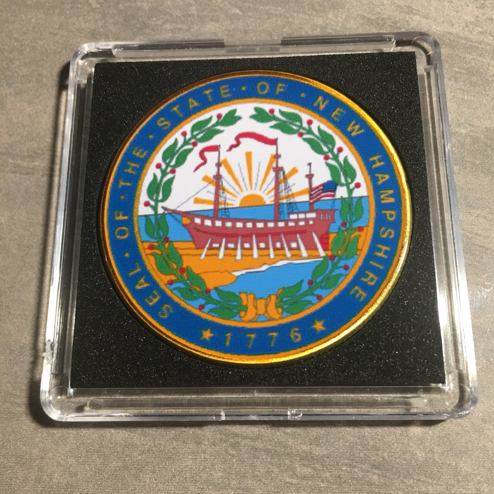 NEW HAMPSHIRE NH 1776 State Seal Colorized Collectible Challenge Coin W ...