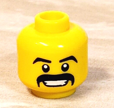 LEGO Man Head Mustache Mustash TEETH White SMILE Manicured Eyebrows ...