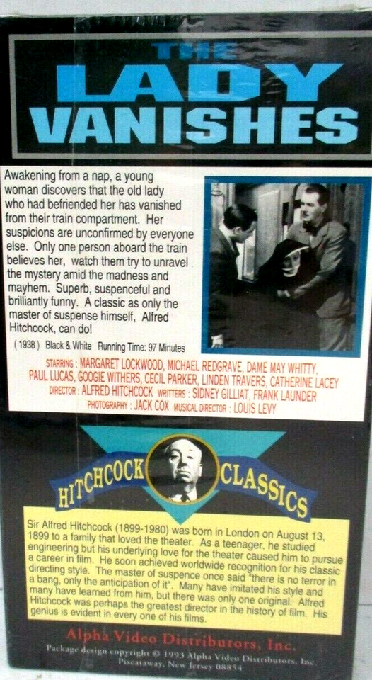 Alfred Hitchcock The Lady Vanishes VHS Michael Redgrave Margaret ...