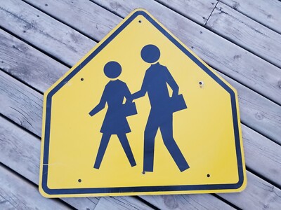 Retired Pedestrian Crossing Crosswalk Road Street 30" Metal Gas Oil ...