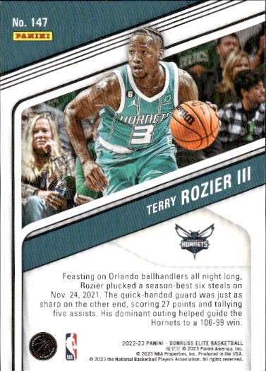 2022-23 Donruss Elite #147 Terry Rozier III Charlotte Hornets ...