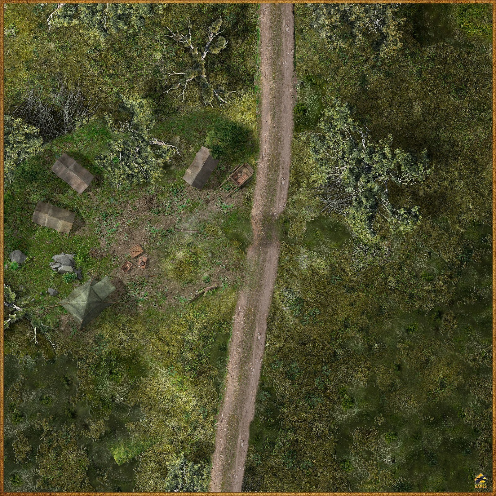 Roadside Camp 36" x 36" Battle Mat - For 28mm Tabletop D&D, Pathfinder ...