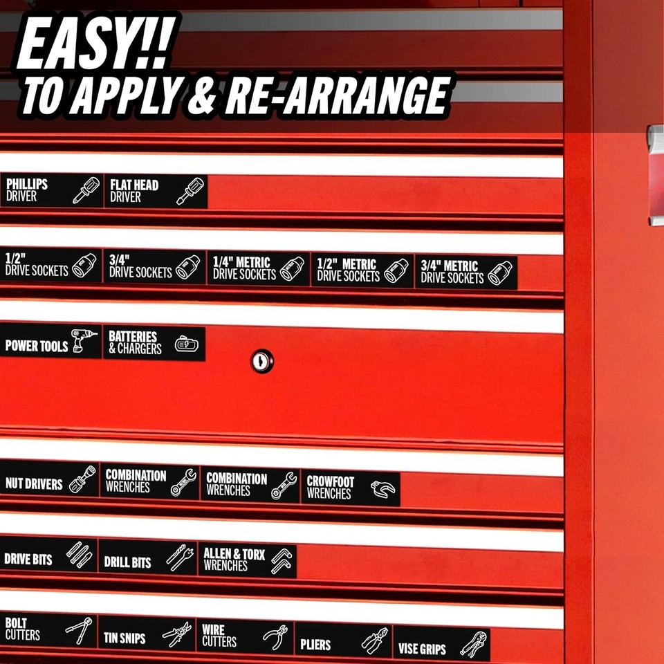 Toolbox Organization Magnetic Labels - 80 Large, Tool Chest Organizer ...