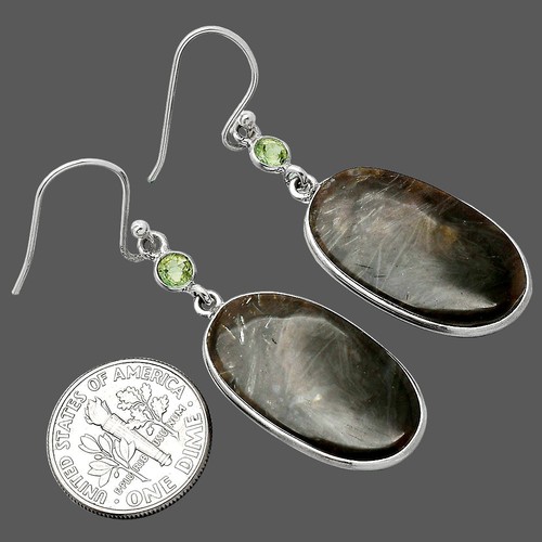 Natural Bat Cave Jasper & Peridot 925 Sterling Silver Earrings Jewelry ...