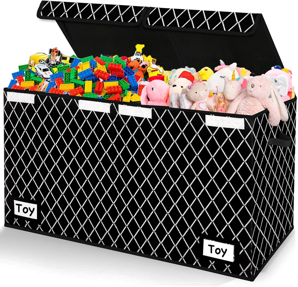 Large Toy Storage Box with Lid,Sturdy Toys Storage Chest Bin Organizer ...