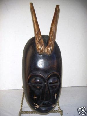 unusual african carved mask with horns incised designs? | eBay