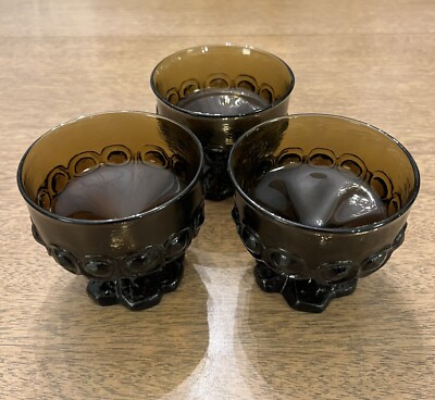 3 Tiffin Franciscan Crystal Madeira Smoke Brown Sherbet Ice Cream ...